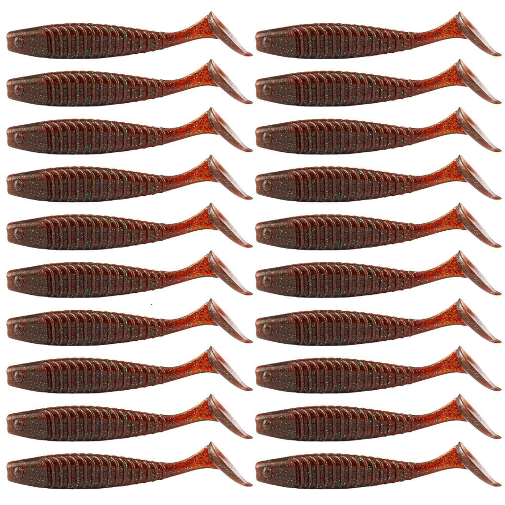 LICEWO 20Pcs Paddle Tail Swimbaits Lures Crankbaits T Tail Soft Baits ...