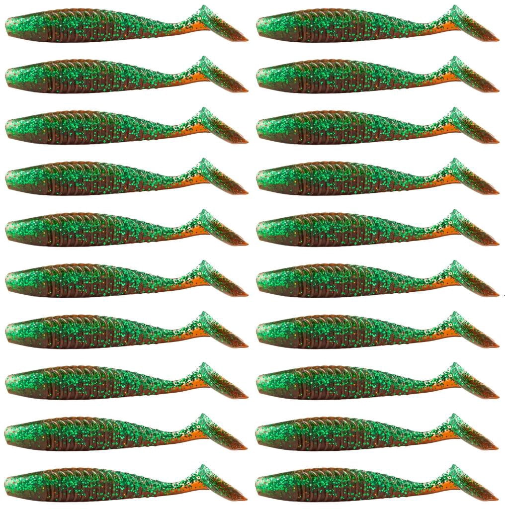 LICEWO 20Pcs Paddle Tail Swimbaits Lures Crankbaits T Tail Soft Baits ...