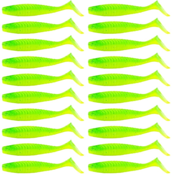 LICEWO 20Pcs Paddle Tail Swimbaits Lures Crankbaits T Tail Soft Baits ...