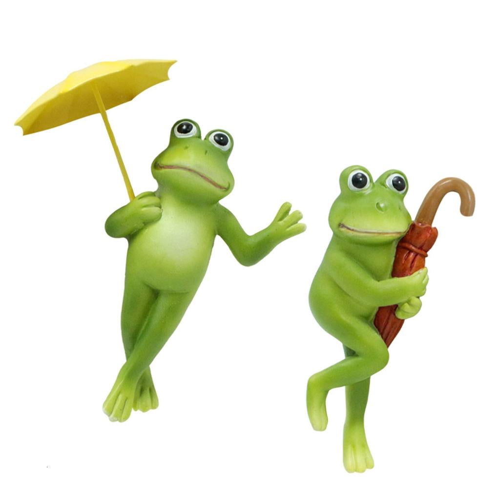 LICEWO 2Pcs Resin Statue Garden Decoration Green Frogs Flower Pot ...