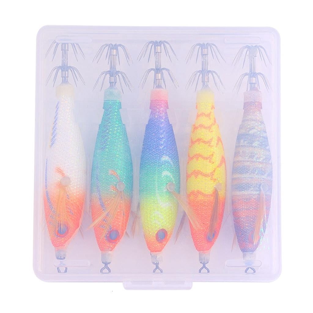LICEWO 5.8G 8cm Fishing Lures Glow Jig Hook Shrimp Lures Baits Squid ...