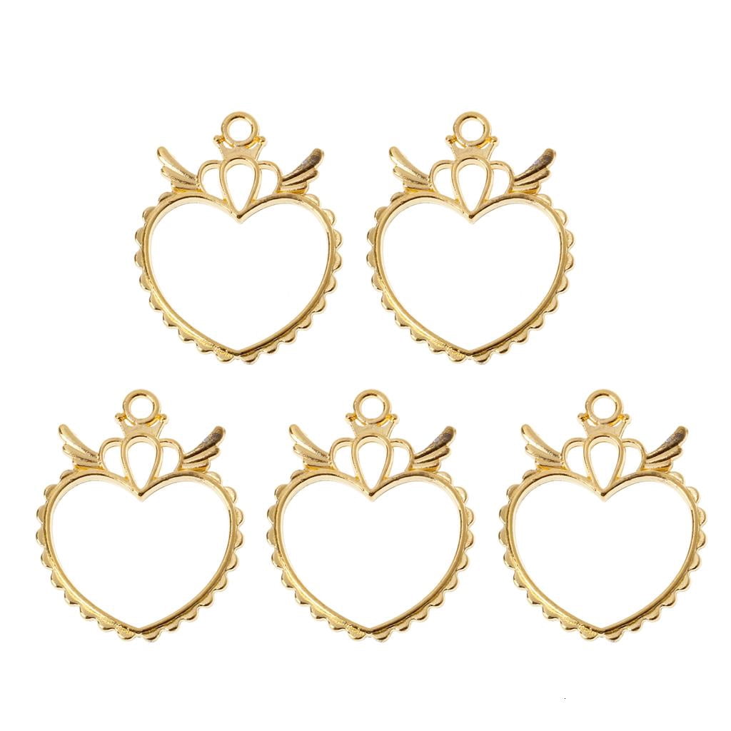 LICEWO 5 Pcs Open Back Bezel Setting Hollow Wings Heart Frame Pendant ...