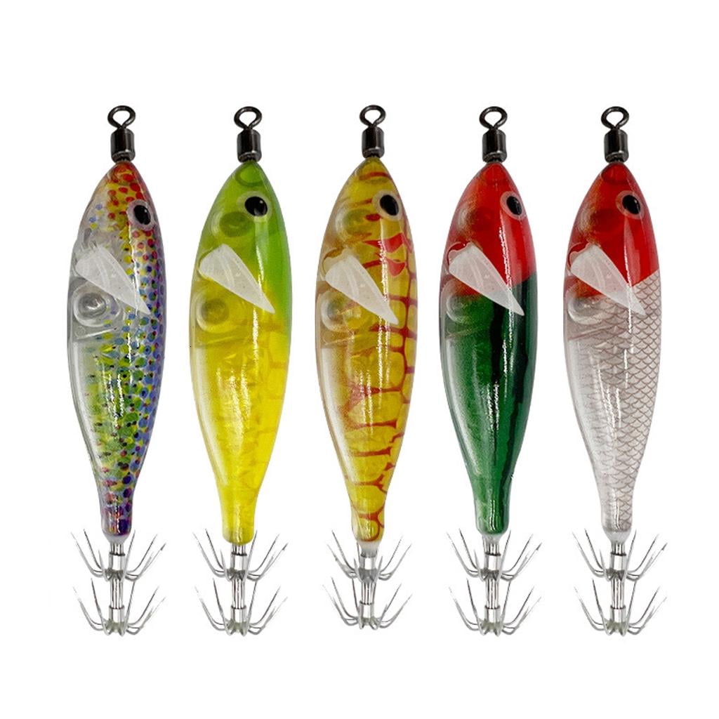LICEWO 5Pcs Shrimp Cuttlefish Jig Hook Multicolor Fishing Lures Baits ...