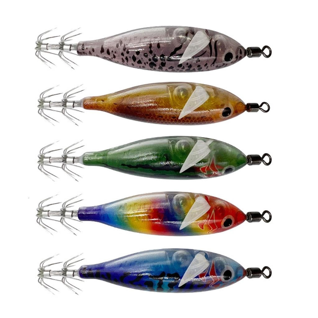 LICEWO 5Pcs Shrimp Cuttlefish Jig Hook Multicolor Fishing Lures Baits ...
