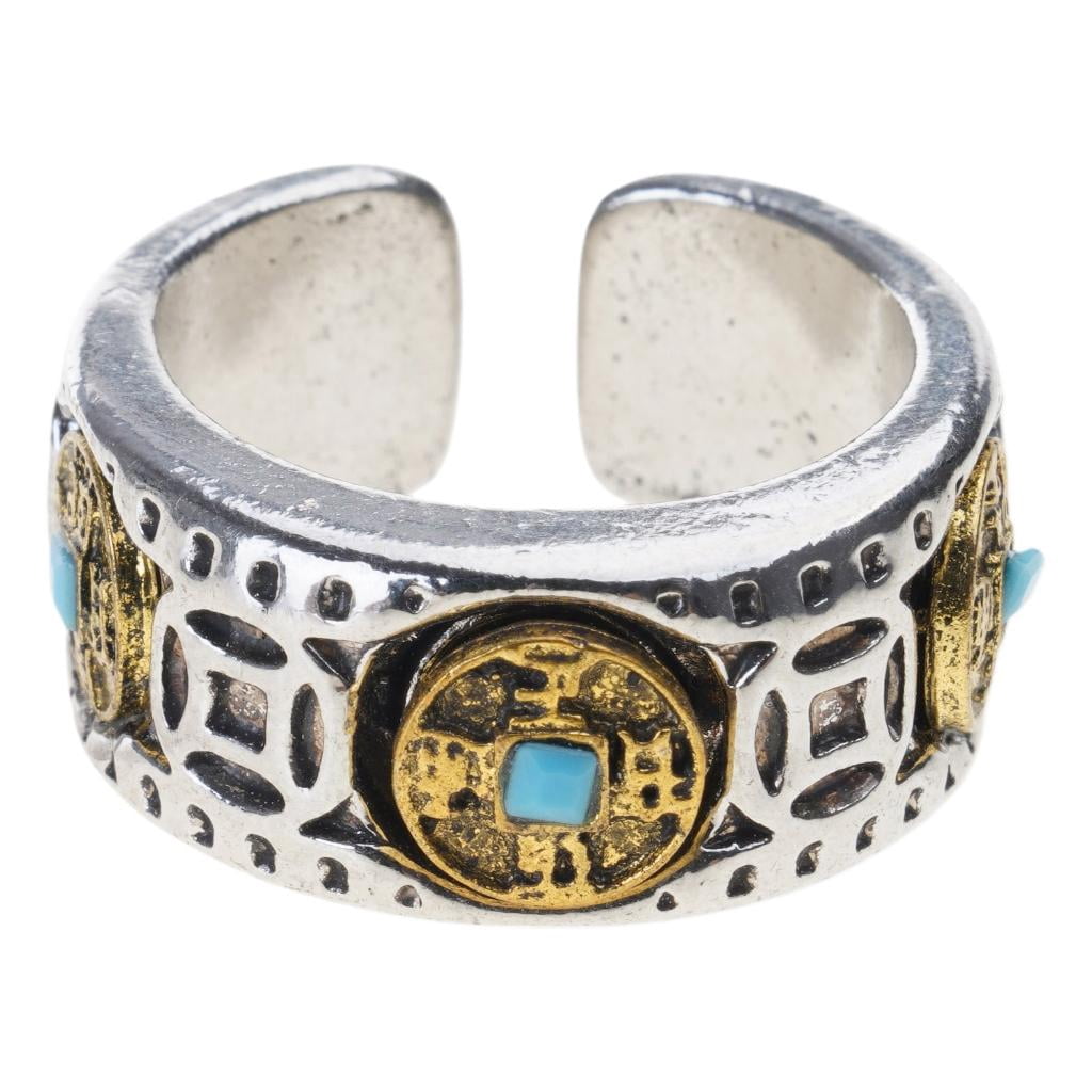 LICEWO Adjustable Spinning Coin Ring With Traditional Wealth Motifs ...
