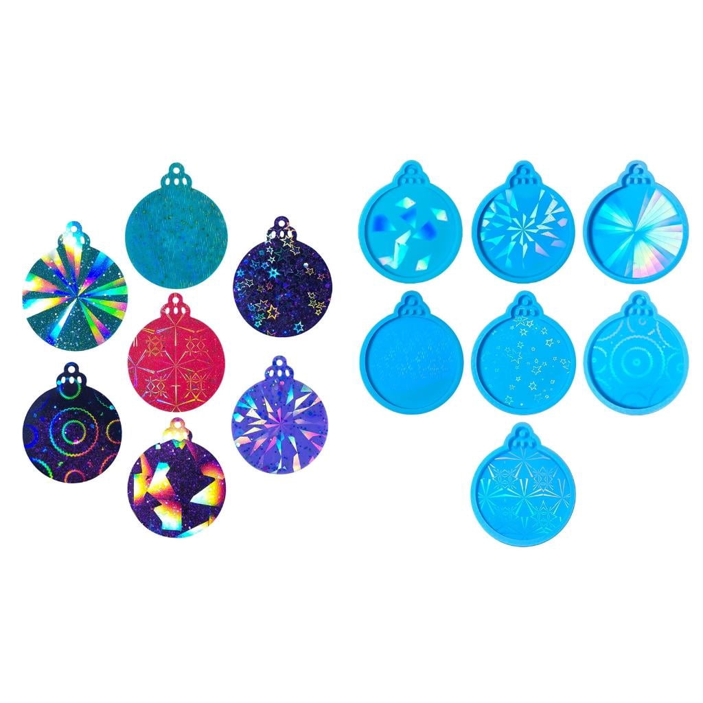 LICEWO Christmas Resin Molds 7 Pack Round Silicone for Tree Decorations ...