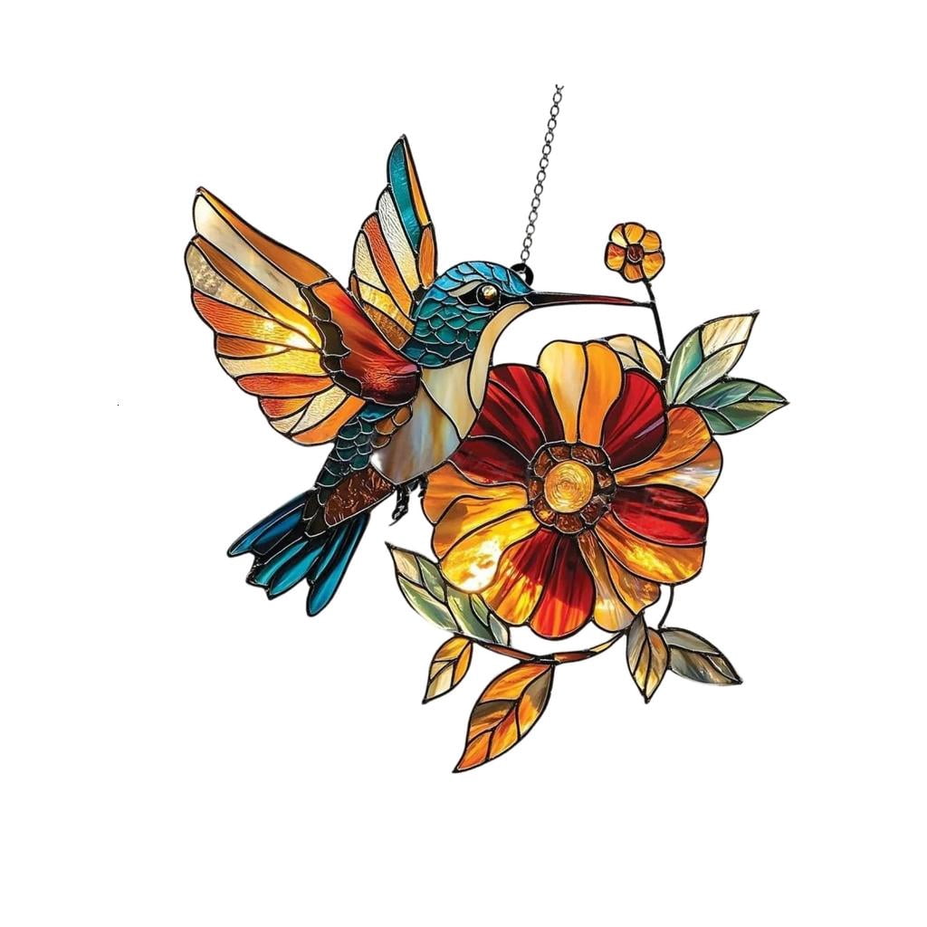 LICEWO Colorful Glass Styles Sun Catcher Hummingbird Refracting ...