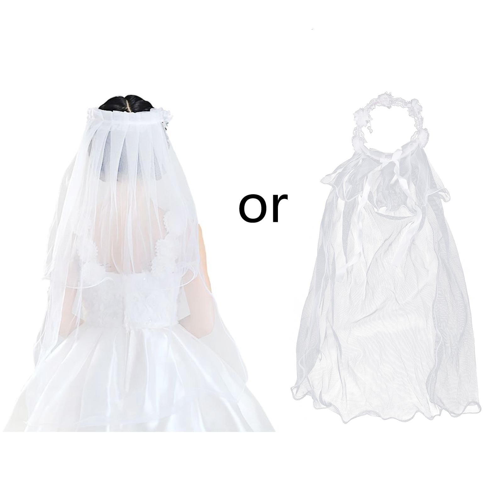 LICEWO Flower Girls Ruffles Lace Crown Floral Headpiece Wedding Tulle ...