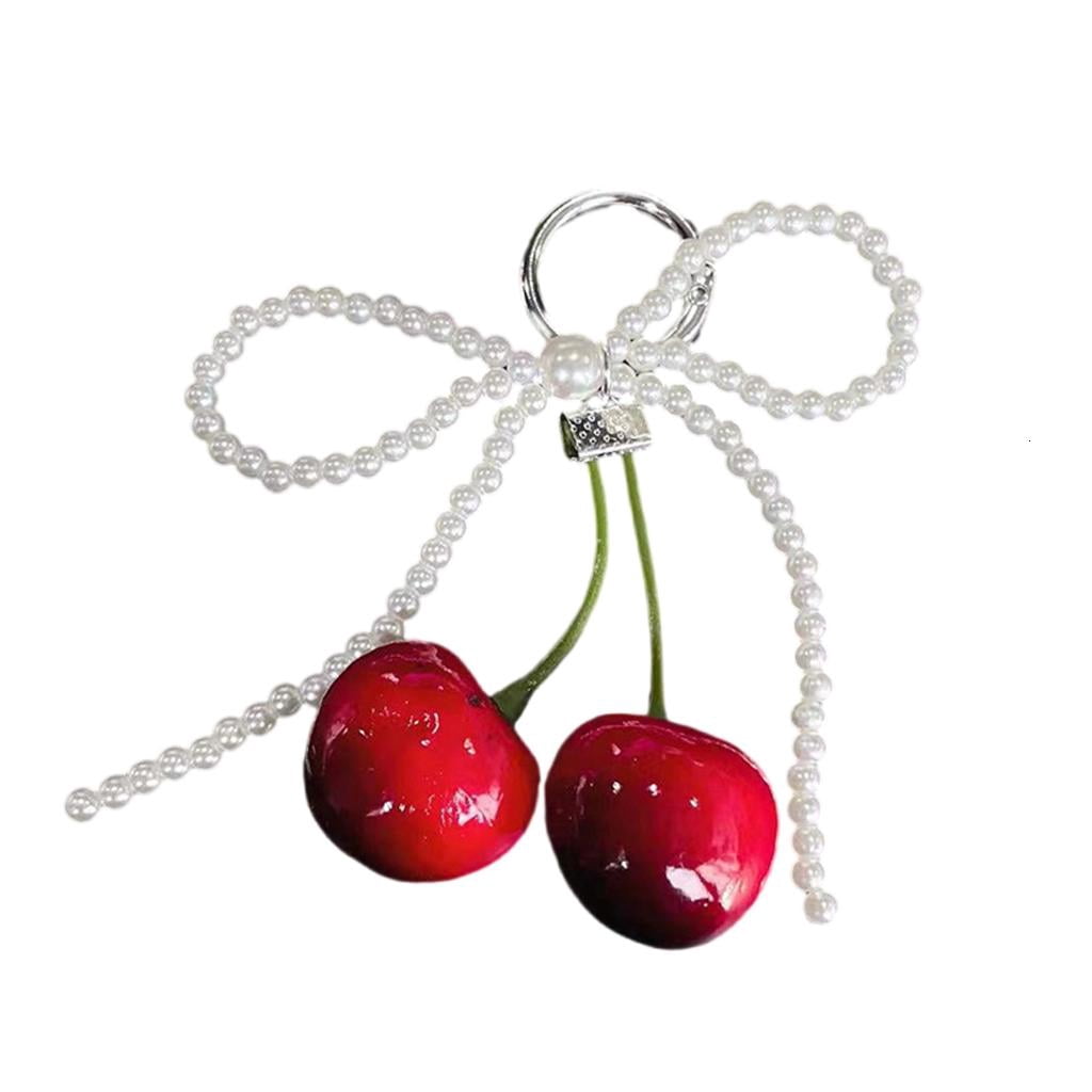 LICEWO Playful Cherry and Ribbon Keychain Youthful Cherry and Lace ...
