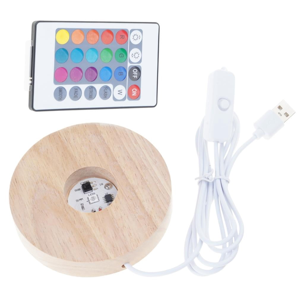 LICEWO Resin Display Wood LED 12 Colors RGB DIY Night Light Round Resin ...