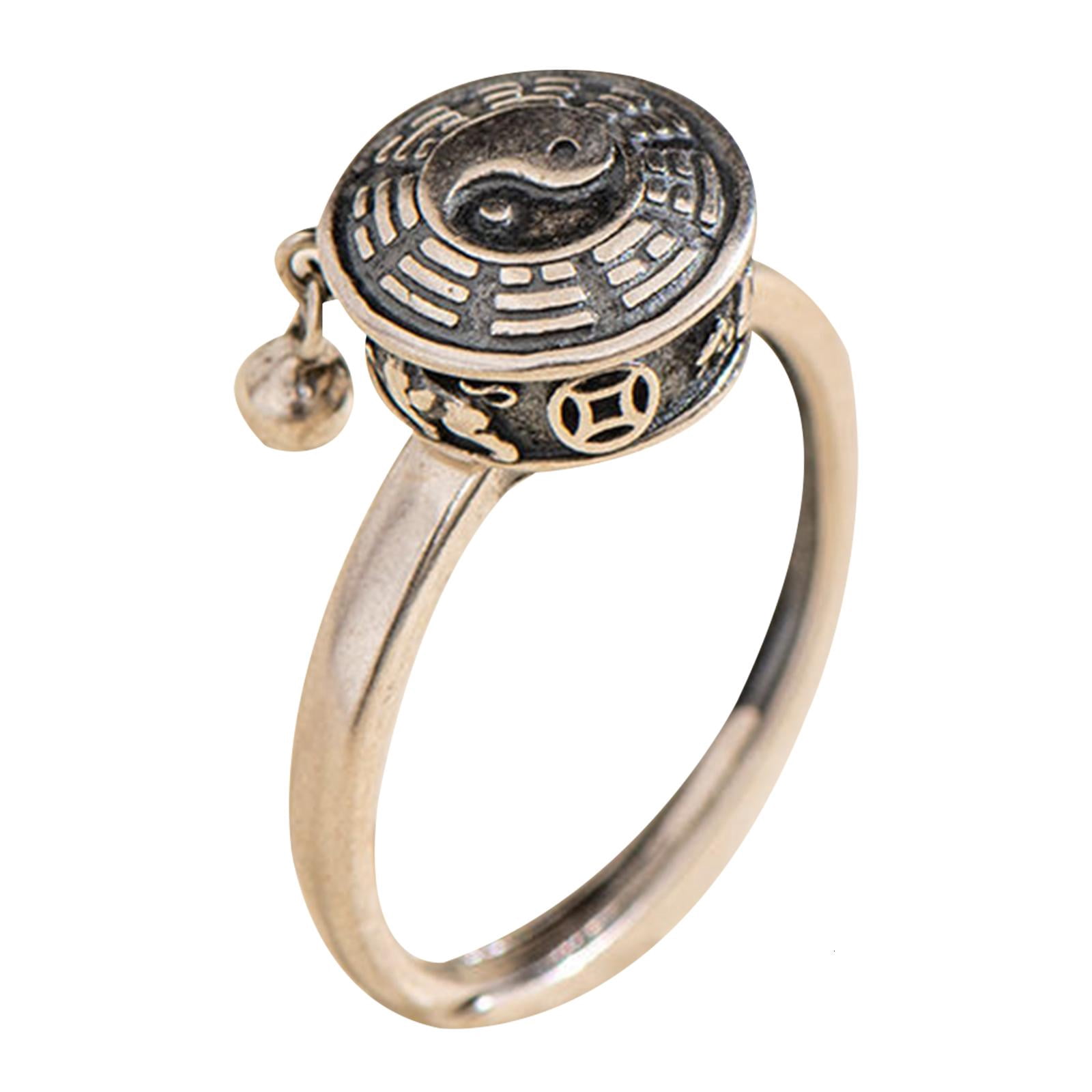 LICEWO Rotating Rings Buddhist Tibetan Prayer Wheel Ring Good Luck ...