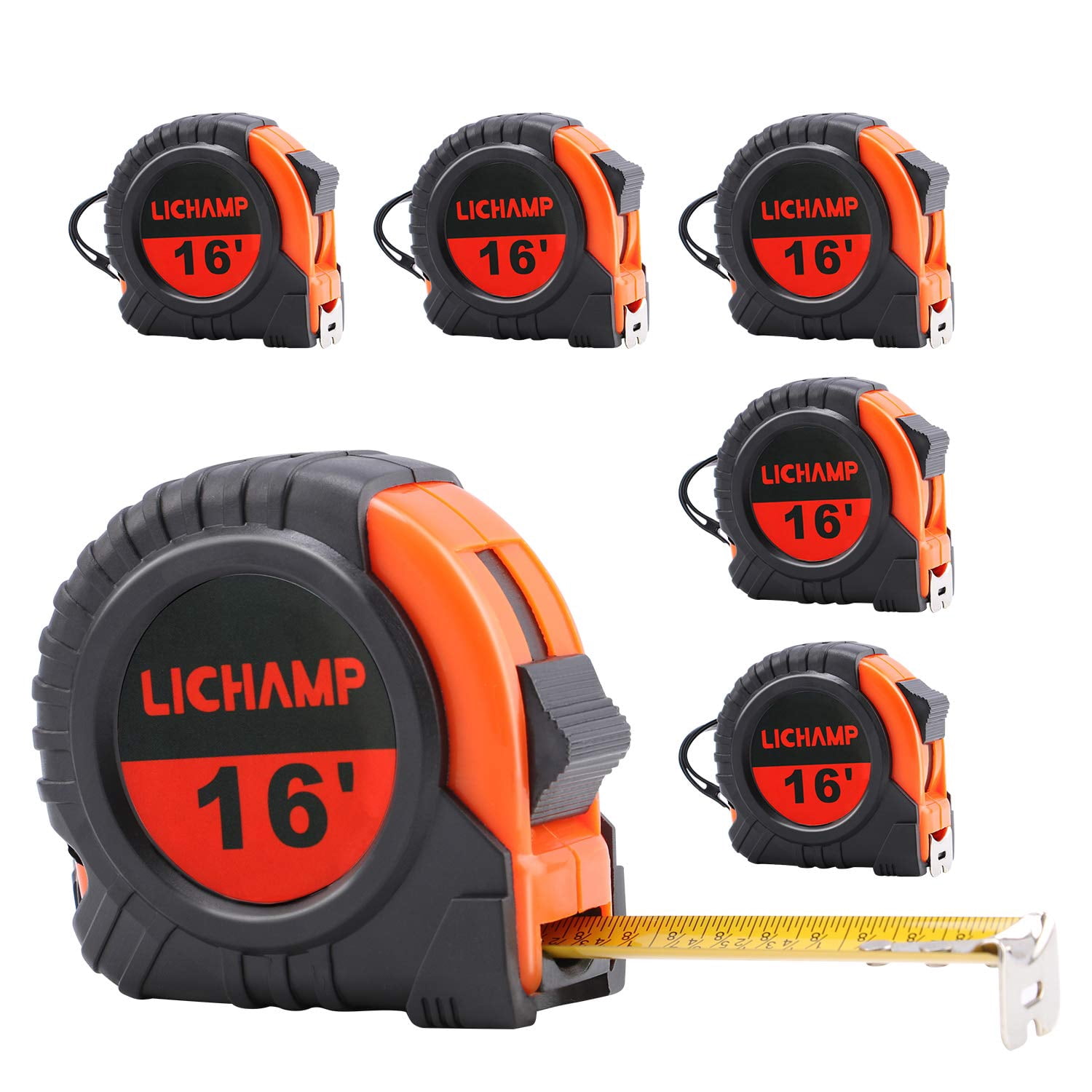 LICHAMP Tape Measure 16 ft, 6 Pack Bulk Easy Read Measuring Tape ...