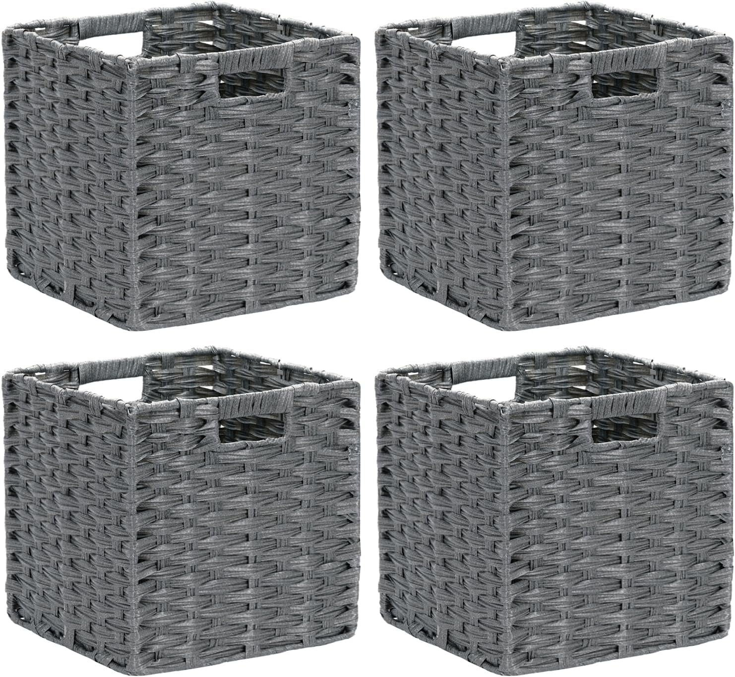 LICHENG Wicker Storage Baskets for Shelves, Plastic Woven Cube Storage ...