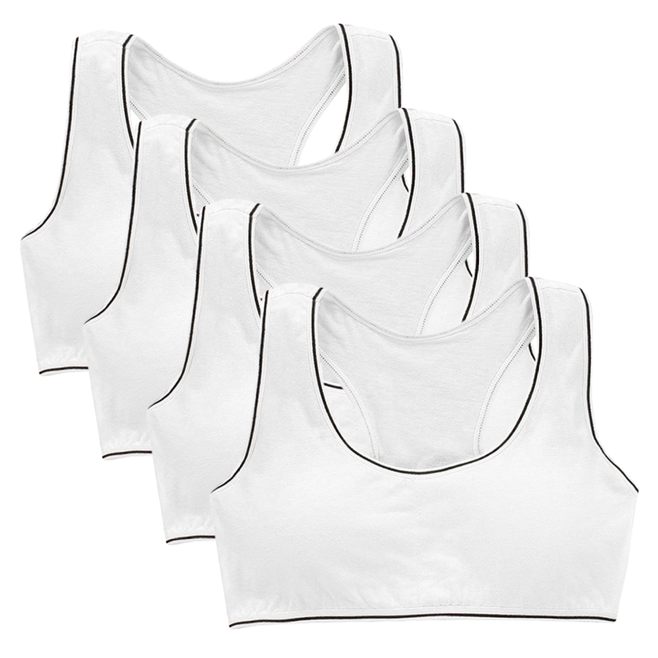 LICHENGTAI 4pcs Girls Bra Cotton Vest Bra Full Cup Breathable Bra with ...