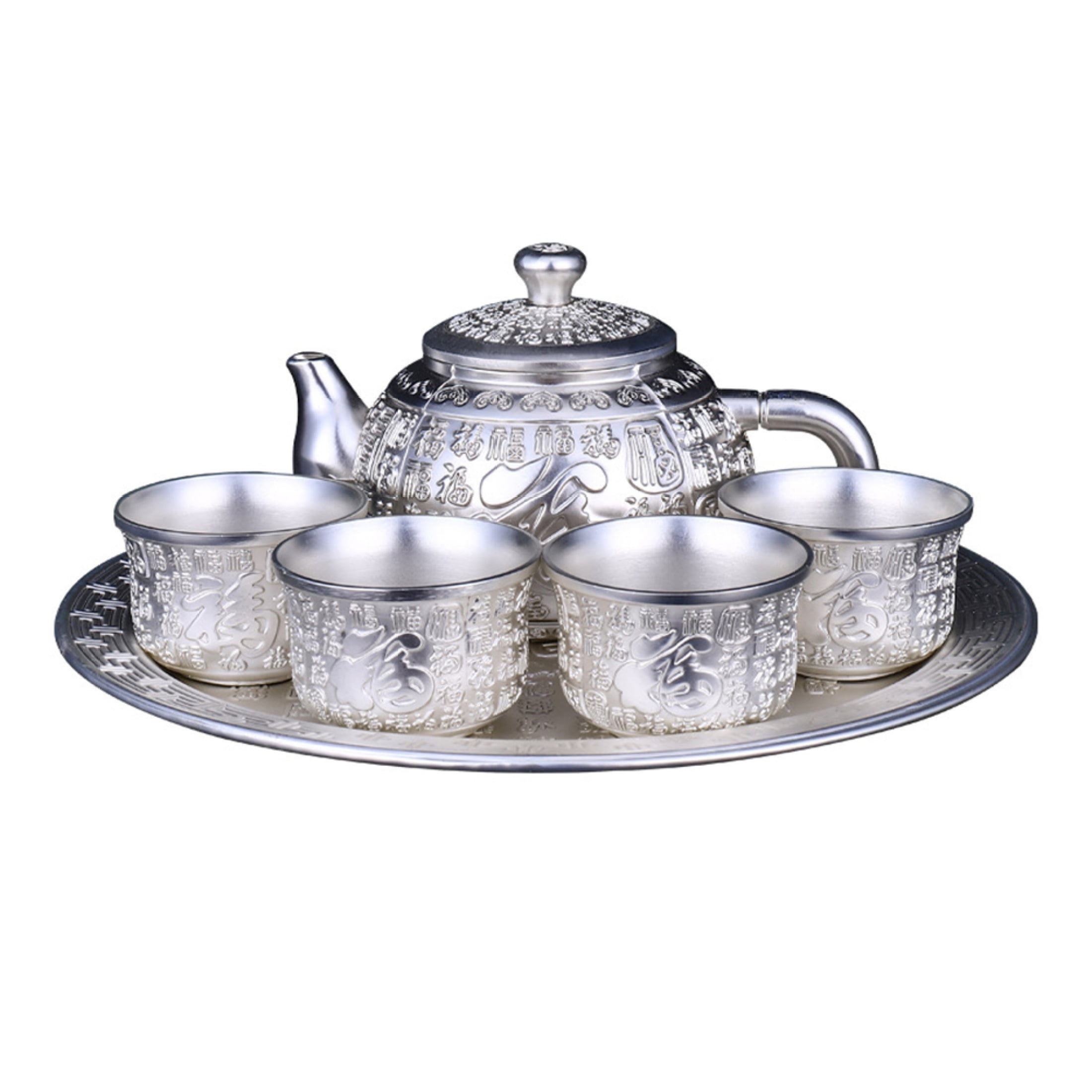 LICHENGTAI High-grade silver tea set, hand-gilt silver teapot, Baifu ...