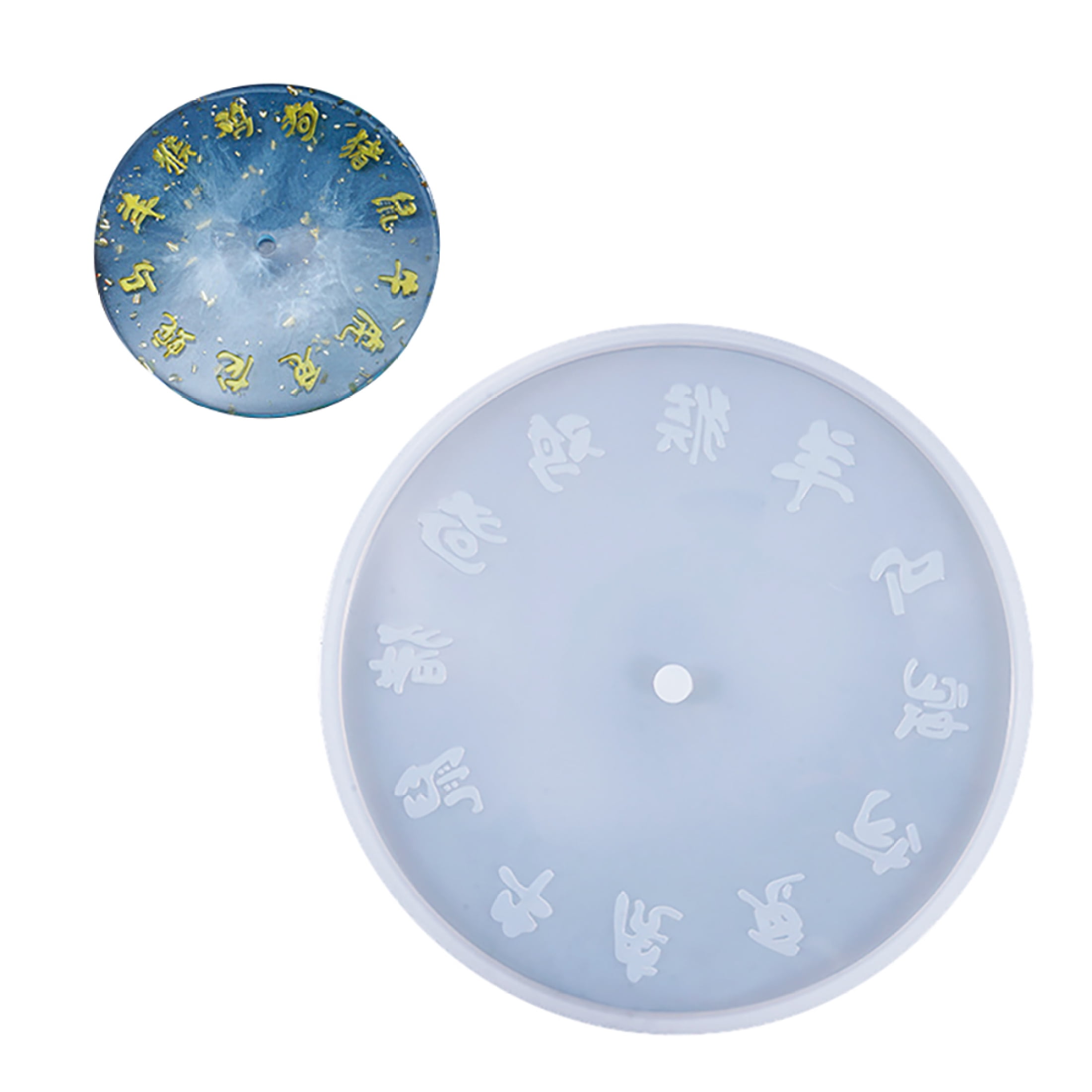 LICHENGTAI Round Epoxy Silicone Wall Clock Roman Arabic Numeral Clock ...