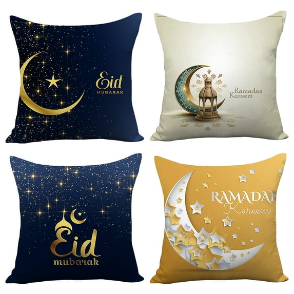 LICHENGTAI Set of 4 Pillowcases Star Moon Home Living Room Bedroom Office Sofa Car Eid al-Fitr ...