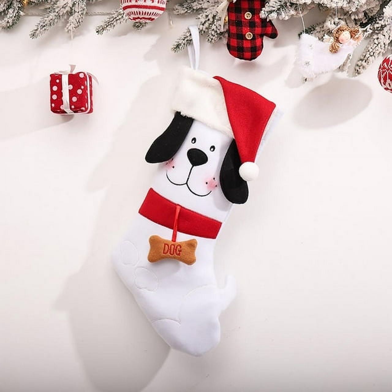 LICI Dog Claw Christmas Stocking with Extra Pocket, Large, Cotton, 17.4 ...