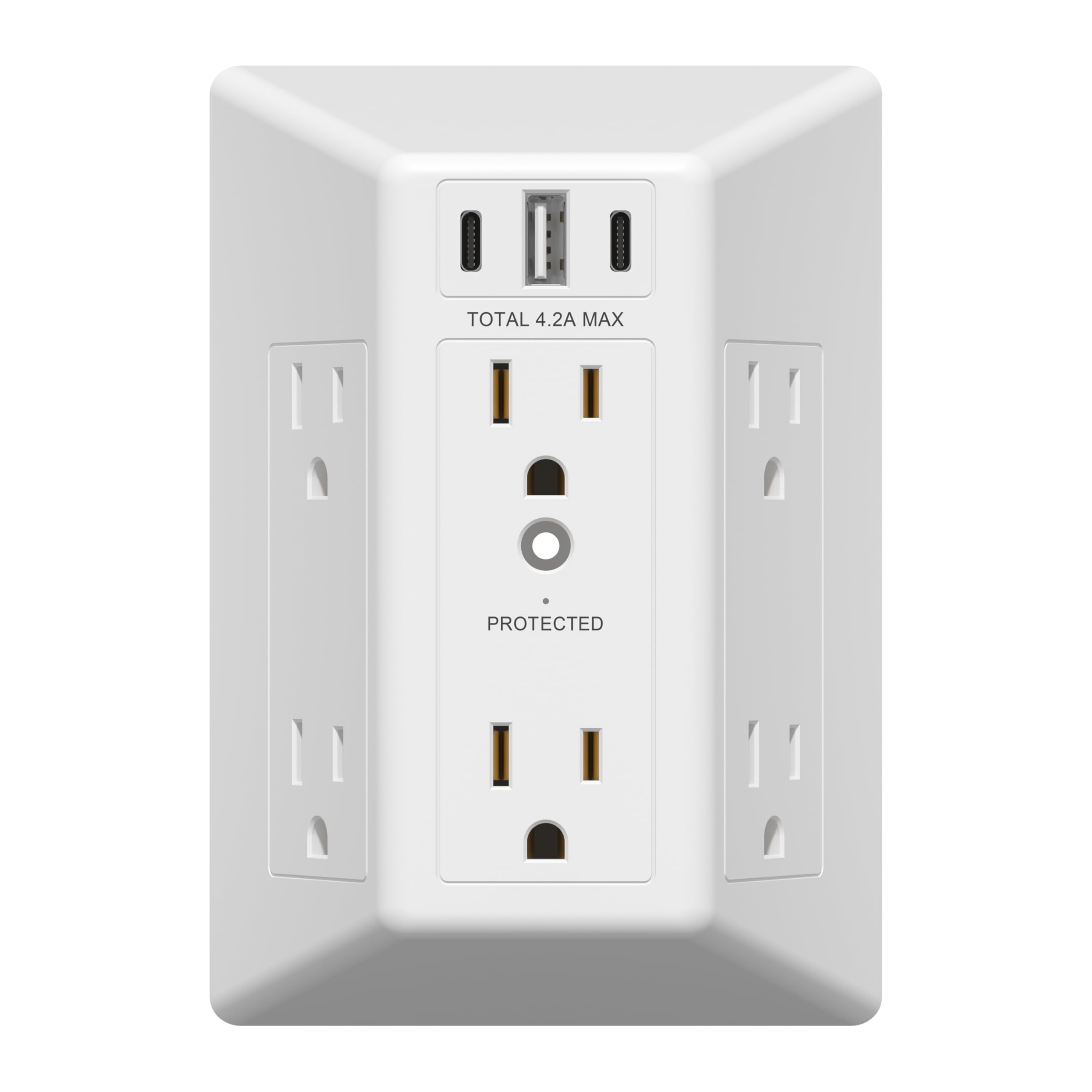 LIDER 6 Outlet Surge Protector Extender with 20W 4.2A 3 USB Type A/C ...