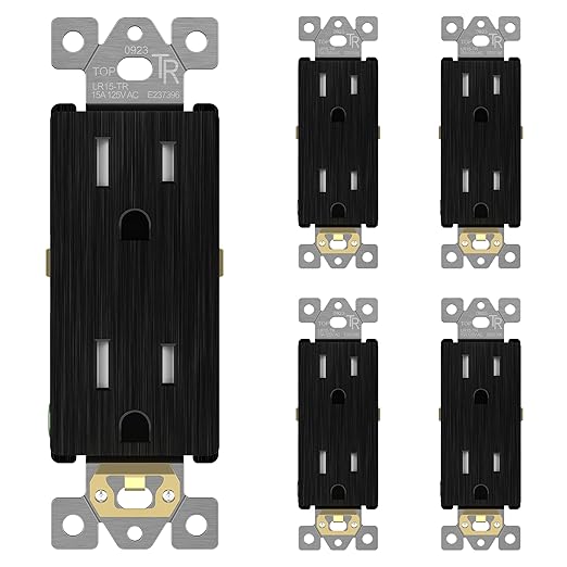 LIDER Brushed Finish Decorator Receptacle, Child Safe Tamper-Resistant ...