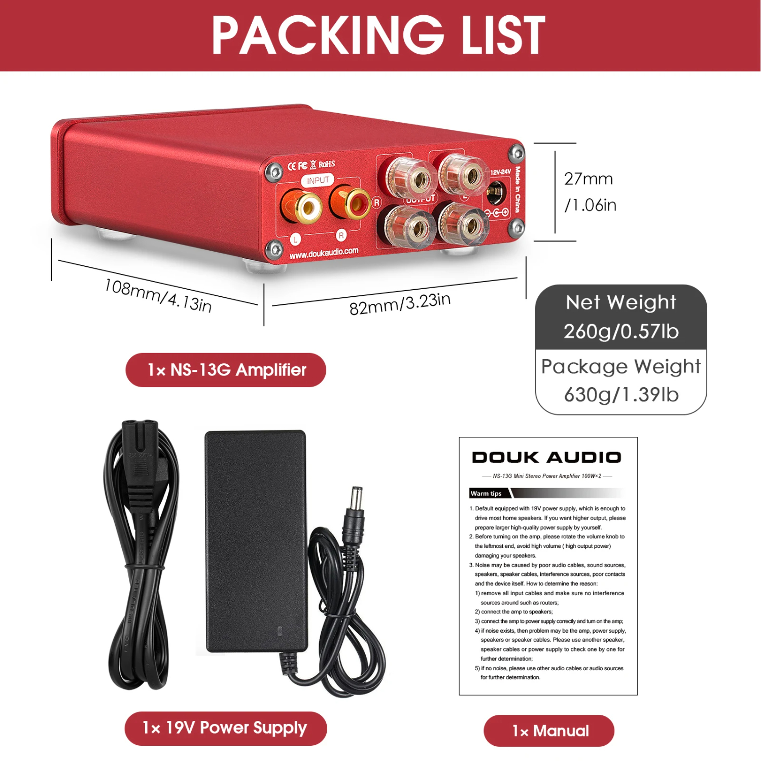 LIDNGLN Compact Mini TPA3116 HiFi Class D Desktop Stereo Digital Amplifier with 2.0 Channel for ...