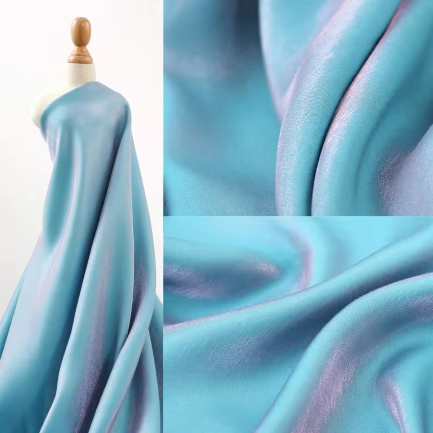 LIDNGLN Gradient Blue Color Satin Fabric - 20 Yards of Beautifully ...