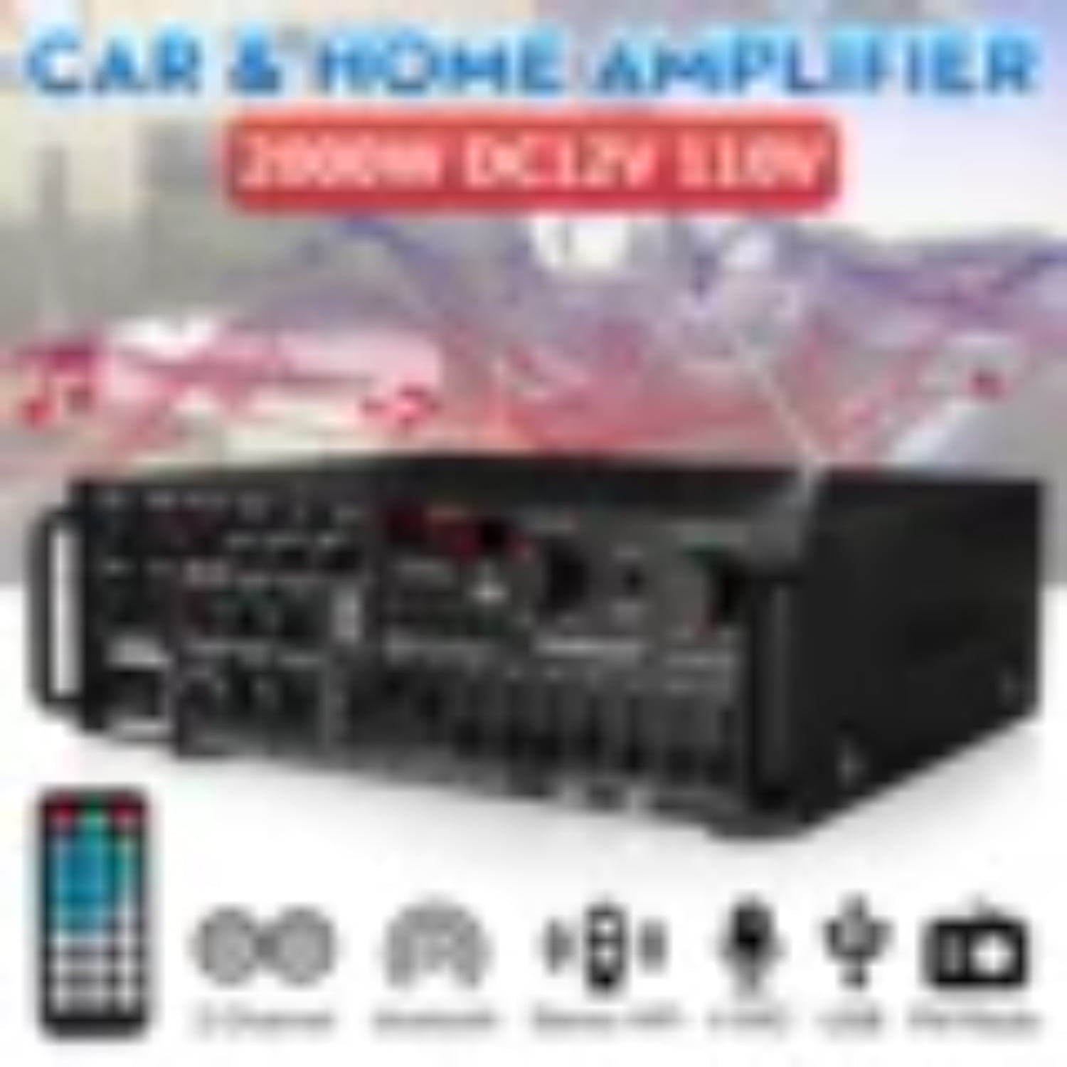 LIDNGLN High Power 4ohm 2000W Bluetooth Stereo Amplifier for Wireless ...
