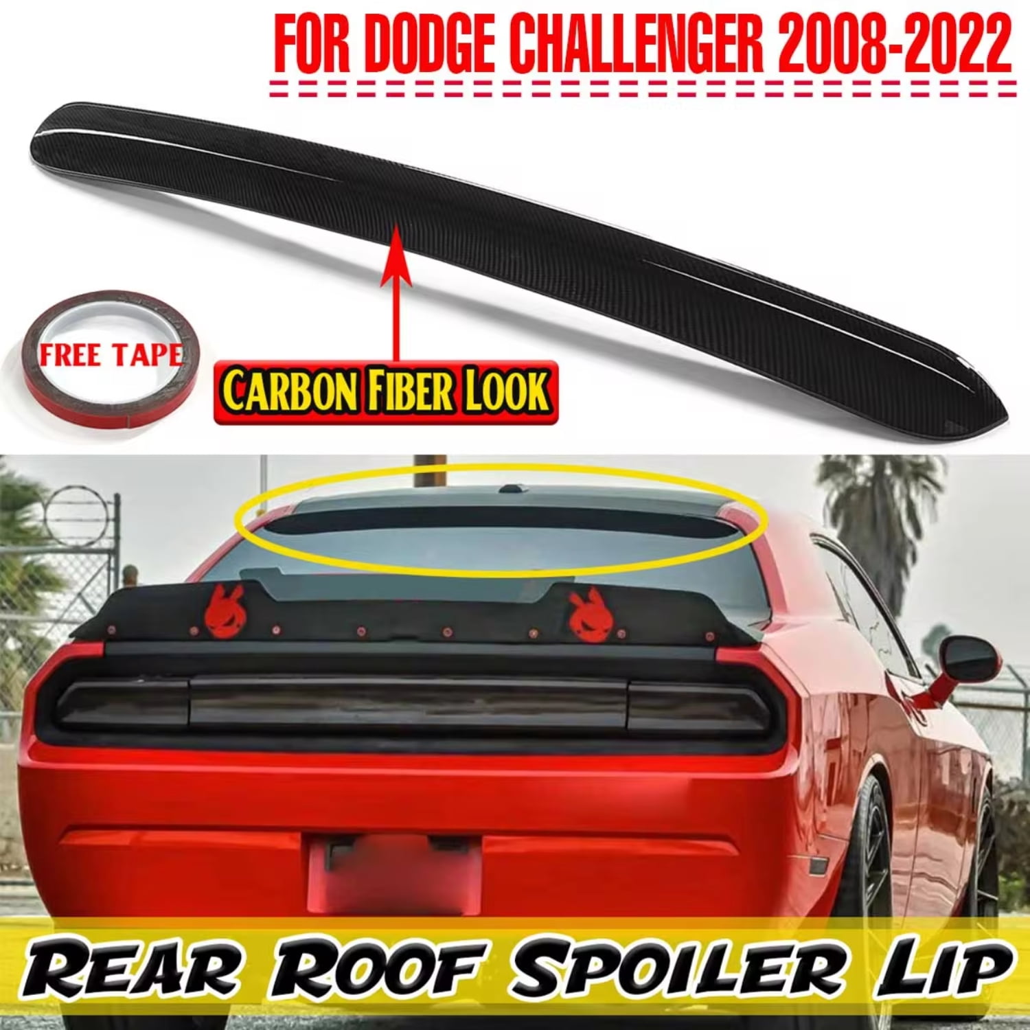LIDNGLN Stylish Black Rear Roof Lip Spoiler Wing for DODGE Challenger ...