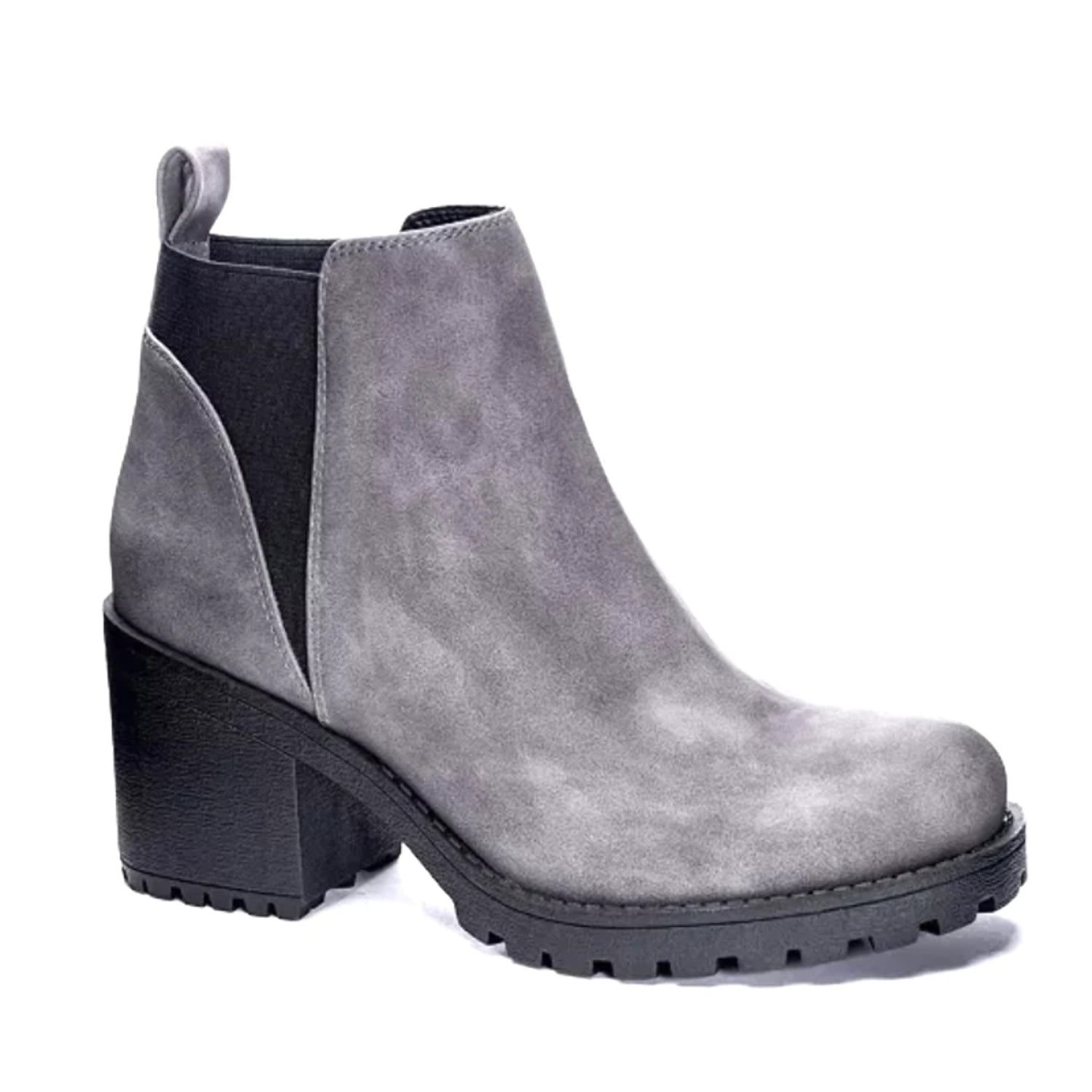 LIDO SMOOTH Gray Size 5.5M Round Toe Block Heel Booties Women's Ankle ...
