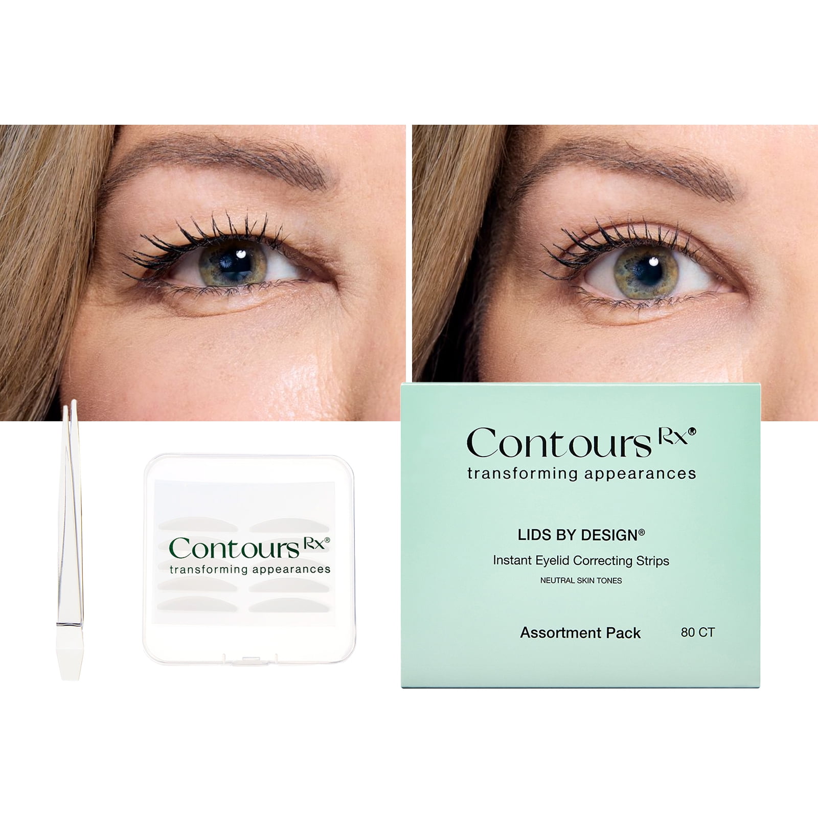 LIDS BY DESIGN Eyelid Correcting Strips, Assortment Pack (4mm-7mm), for Heavy Hooded Lids ...