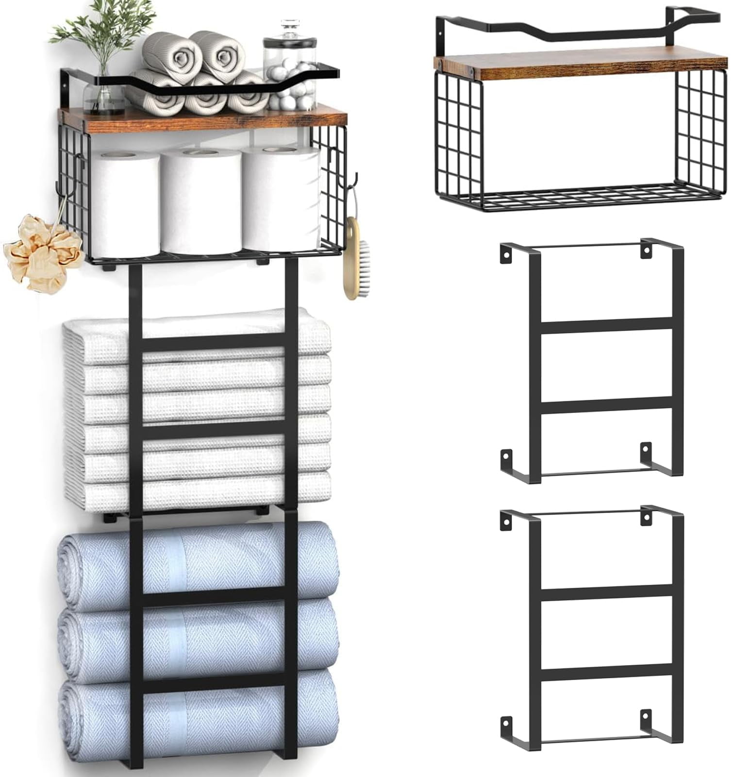 LIDTOP Towel Racks for Bathroom, 34IN Towel Rack Wall Mounted with 2 ...