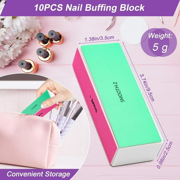 LIDUI-10 PCS Nail Buffing Block, 4 Way Nail Buffer Block Nail File ...