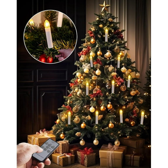 LIDUI-10 Pcs Clip On Candles for Christmas Tree with Remote and Timer ...