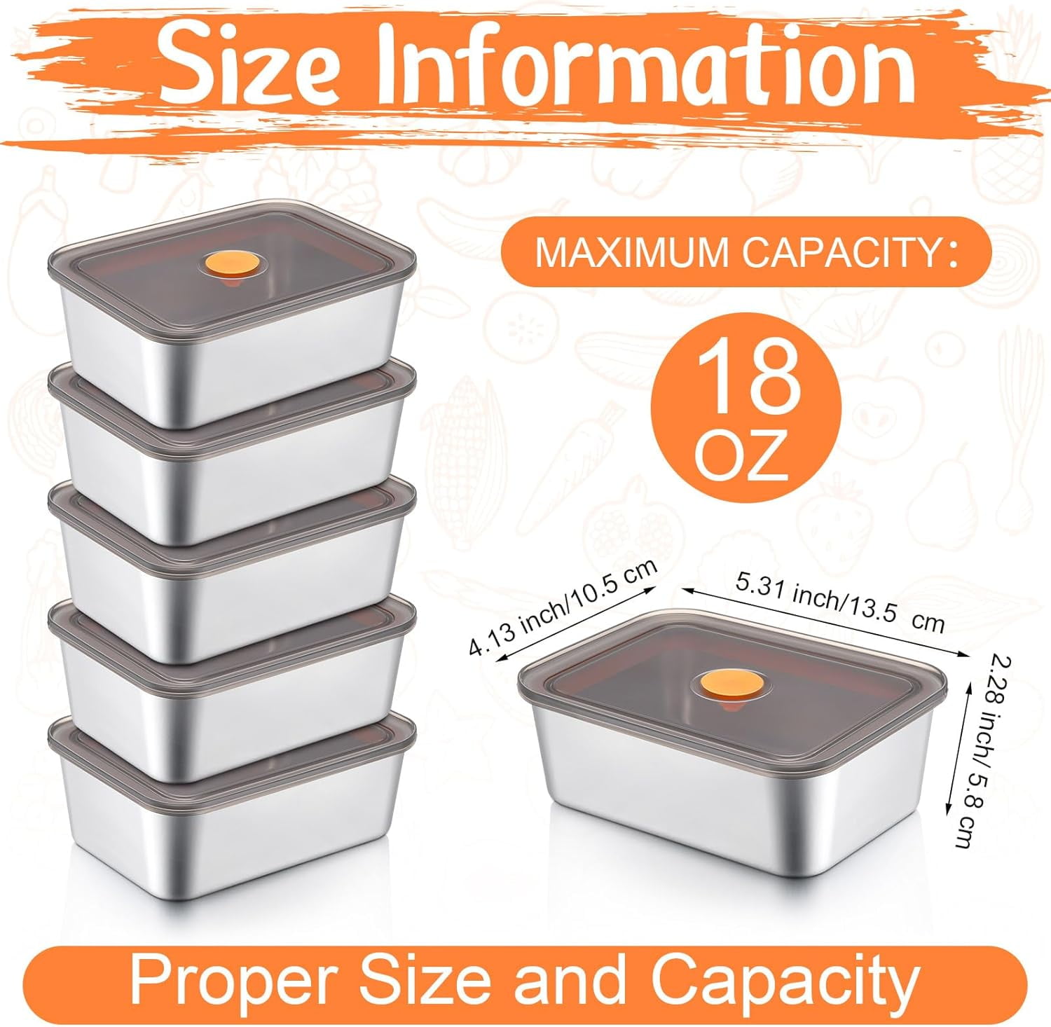 LIDUI-10 Set Stainless Steel Food Containers with Lids Metal Marinating ...