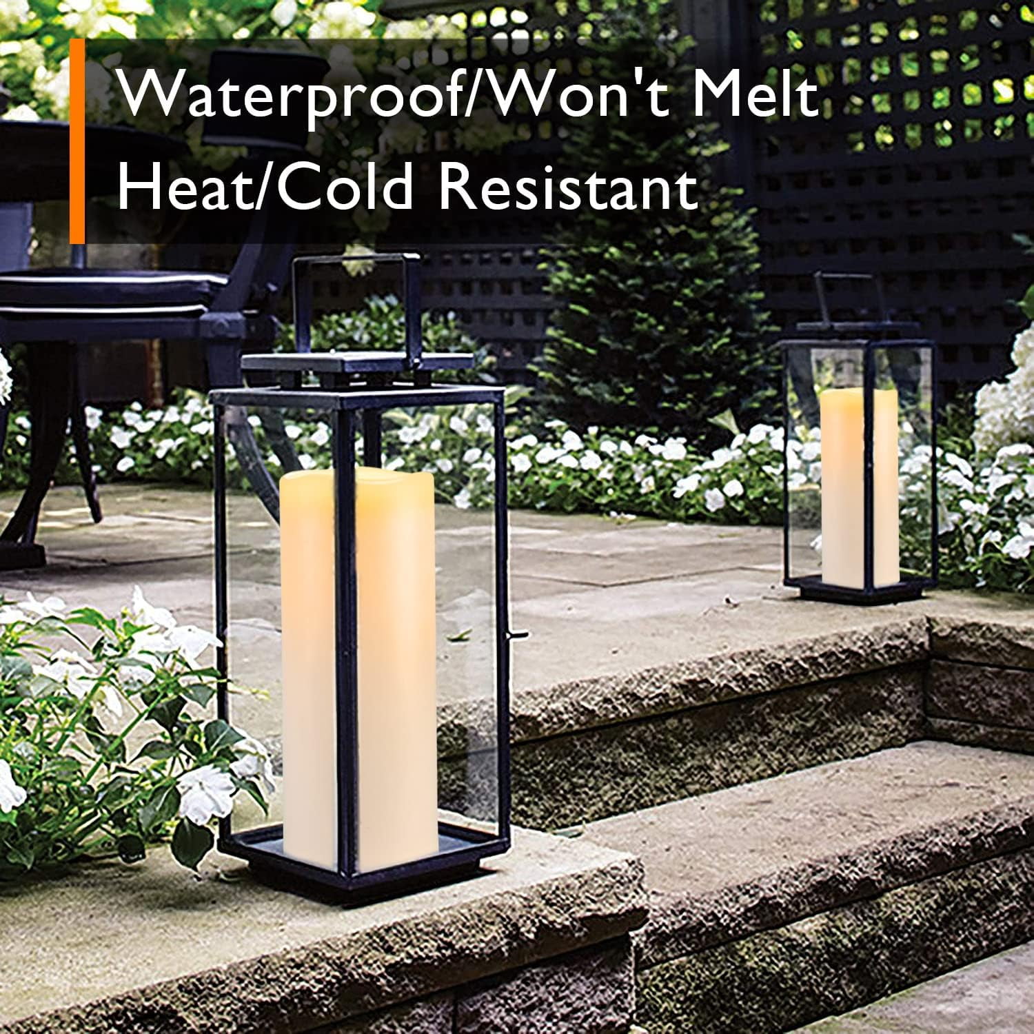 LIDUI-10" x 4" Large Waterproof Outdoor Flameless Candles with Remote ...