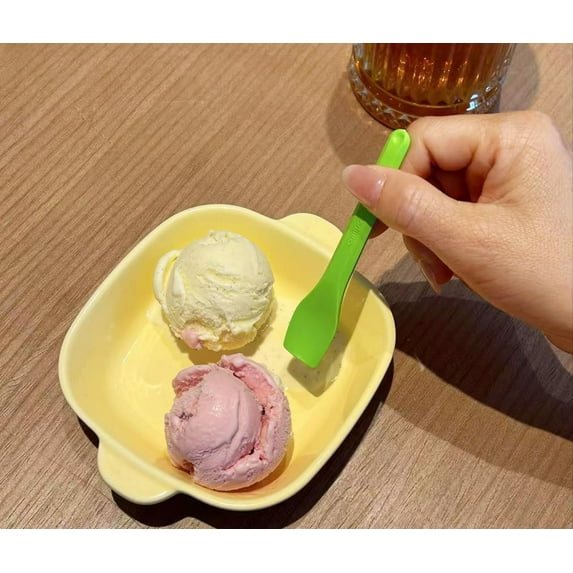 LIDUI-100 Count Small Compostable Ice Cream Spoons,3.75 Inch Tiny Multi ...