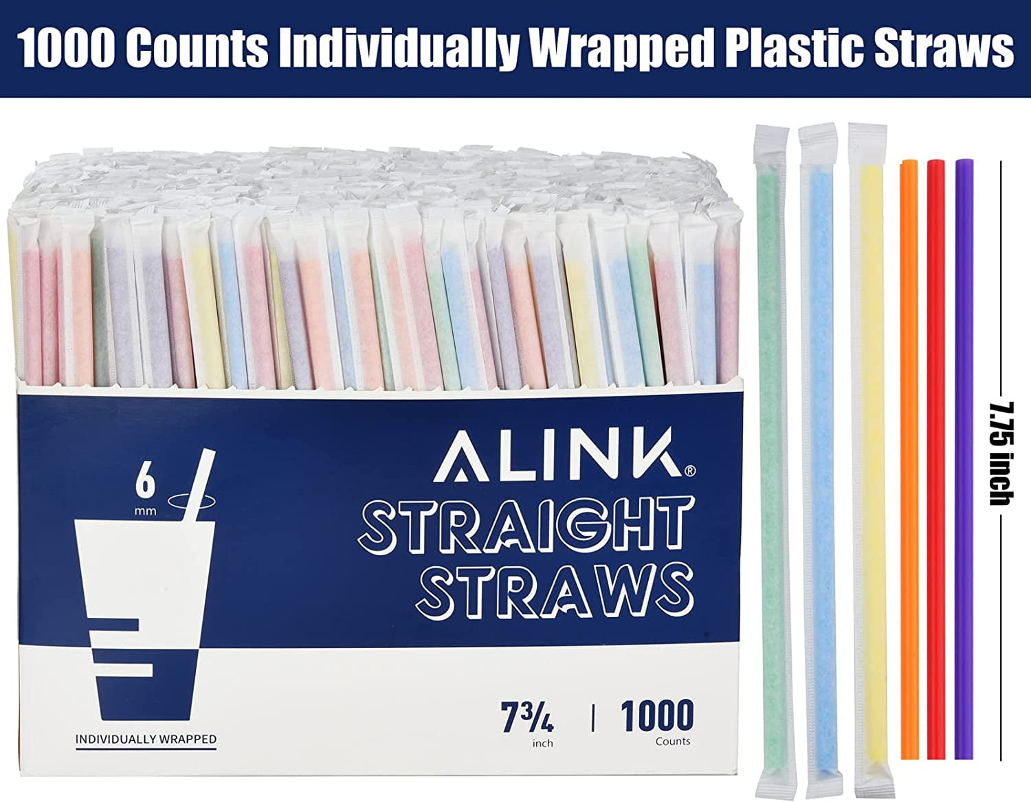 LIDUI-1000 Count Assorted Colored Plastic Disposable Drinking Straws ...