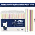 LIDUI-1000 PCS Neon Colored Plastic Disposable Drinking Straws ...