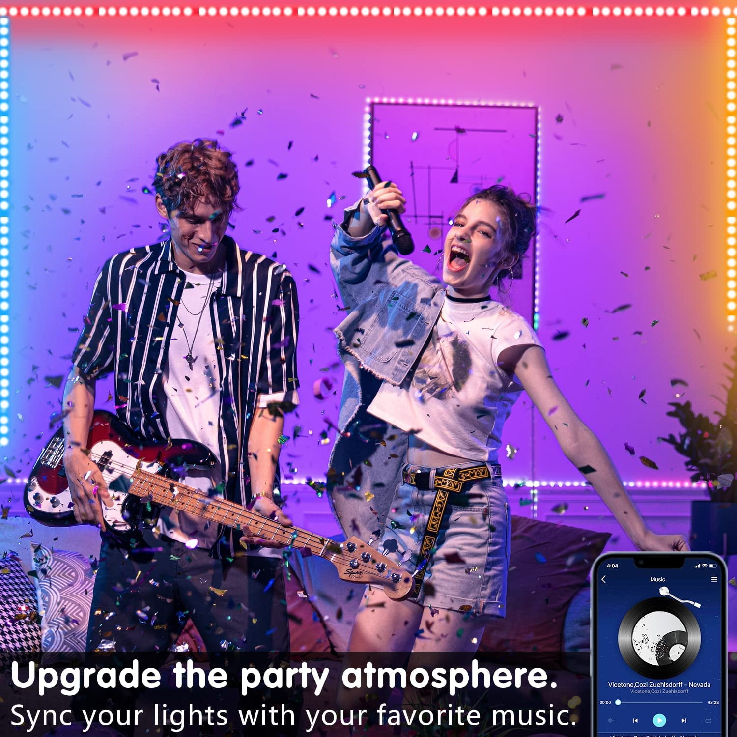 LIDUI-100ft Led Strip Lights (2 Rolls of 50ft) Bluetooth Smart App ...