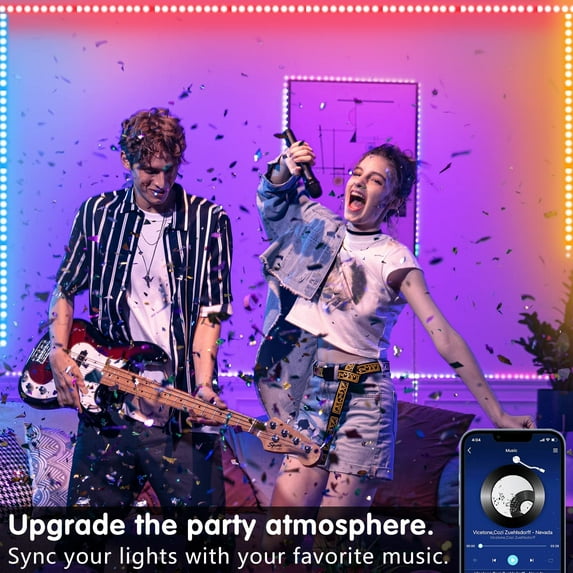 LIDUI-100ft Led Strip Lights (2 Rolls of 50ft) Bluetooth Smart App ...