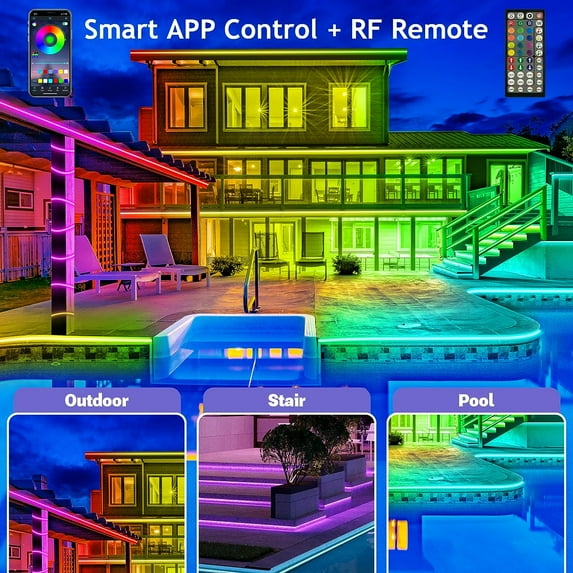 LIDUI-100ft Outdoor LED Strip Lights Waterproof,IP68 Outside Led Light ...