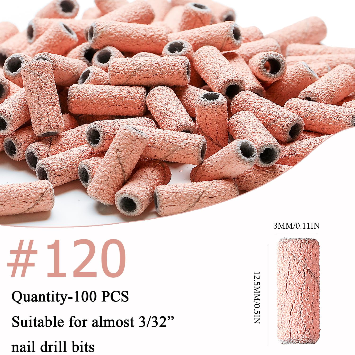 LIDUI-100pcs Nail Drill Bits Small Sanding Bands with Upgrade 3.1mm ...