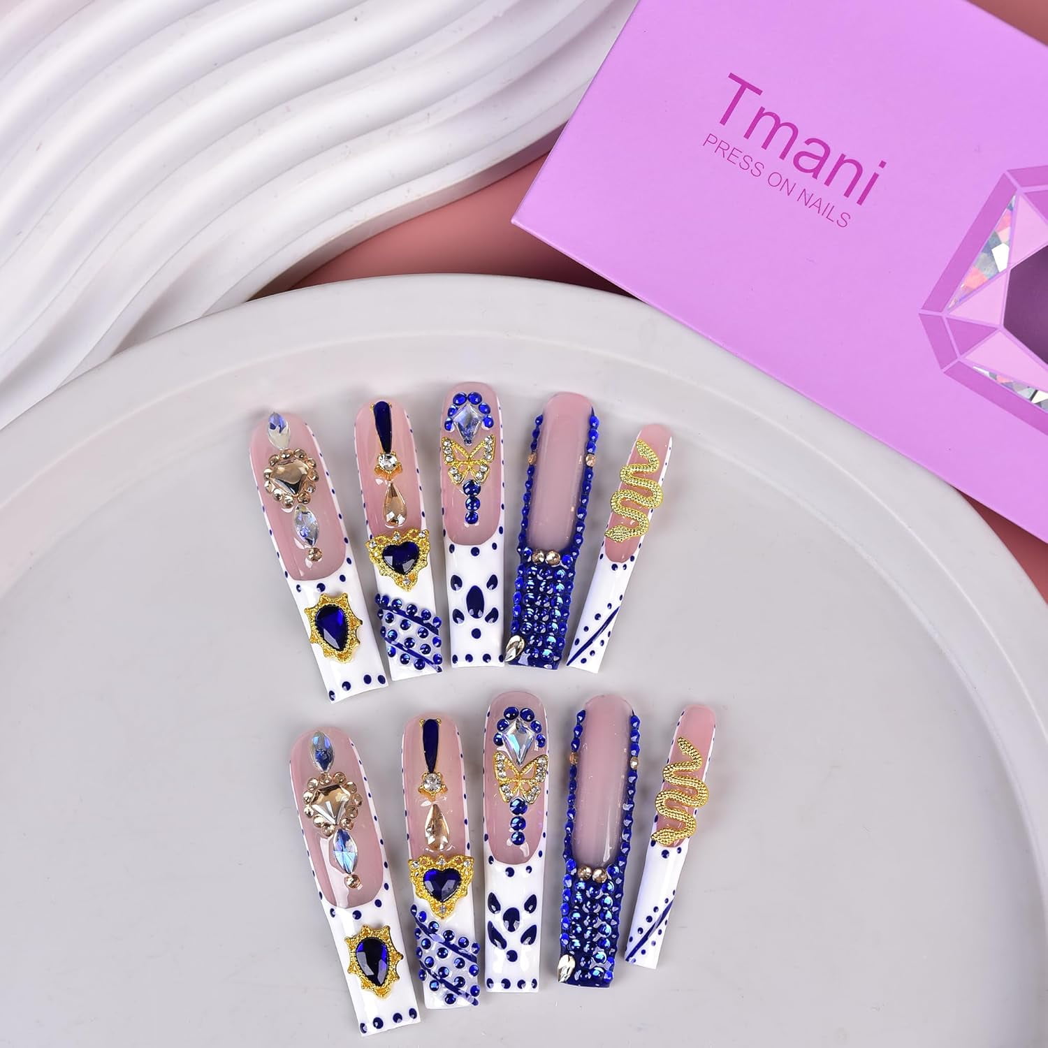 LIDUI-10pc/set Extra Long Handmade Press On Nail Hot Girl's Long Ballet ...