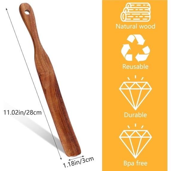 LIDUI-11Inch Skinny Wooden Spurtle Blender Spatula Sourdough Mixer ...