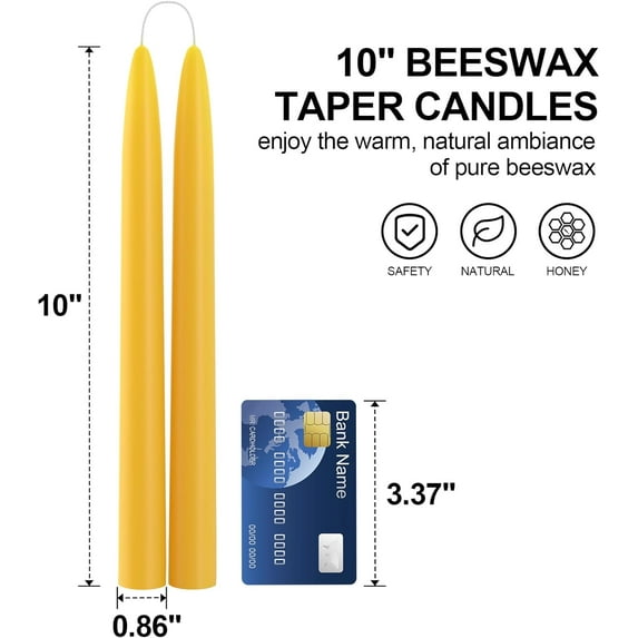 LIDUI-12 Pack 100% Pure Natural Beeswax Taper Candles, 10 Hours Long ...