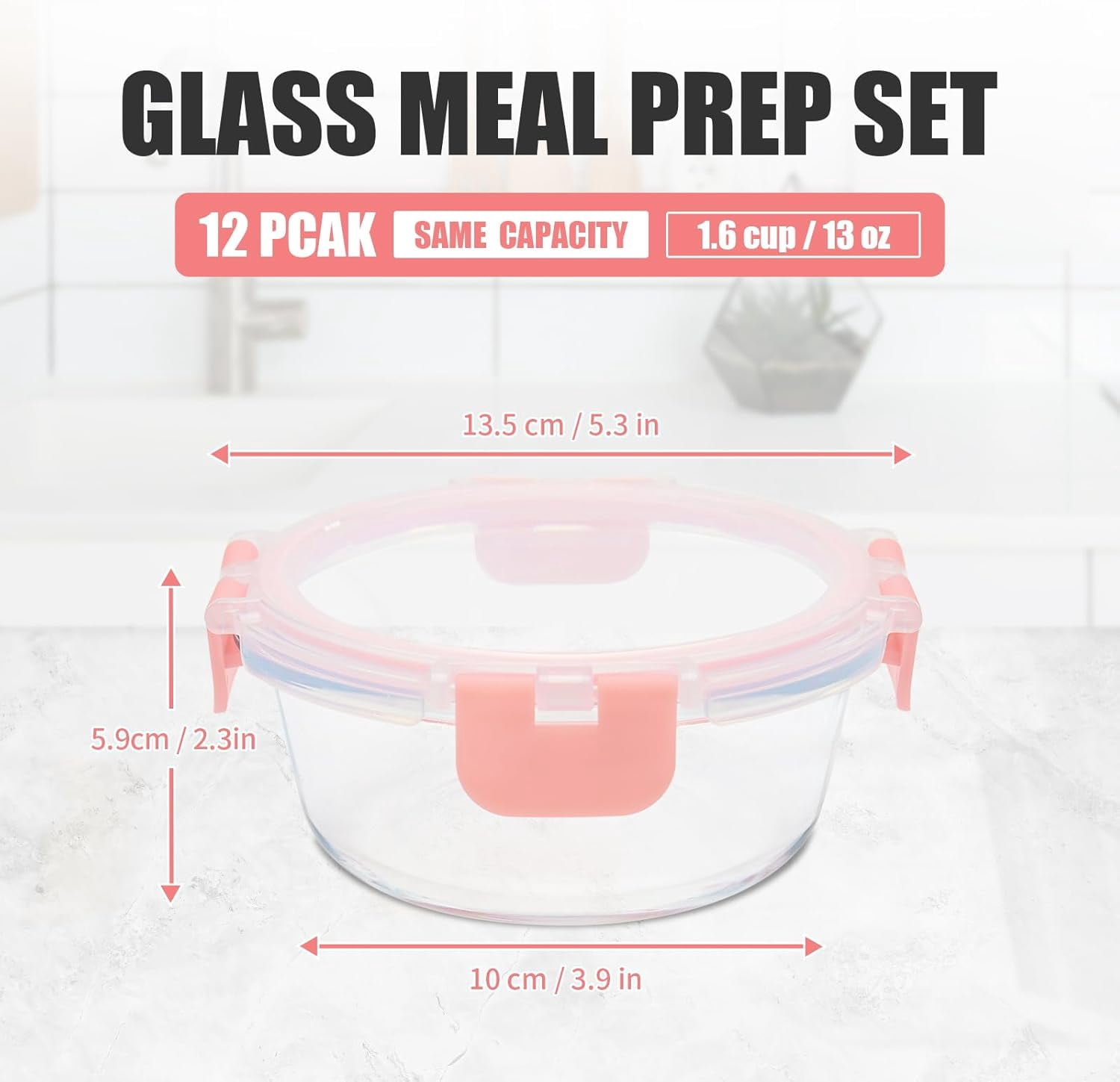 LIDUI-12 Pack 13oz Small Glass Food Storage Containers with Lids ...