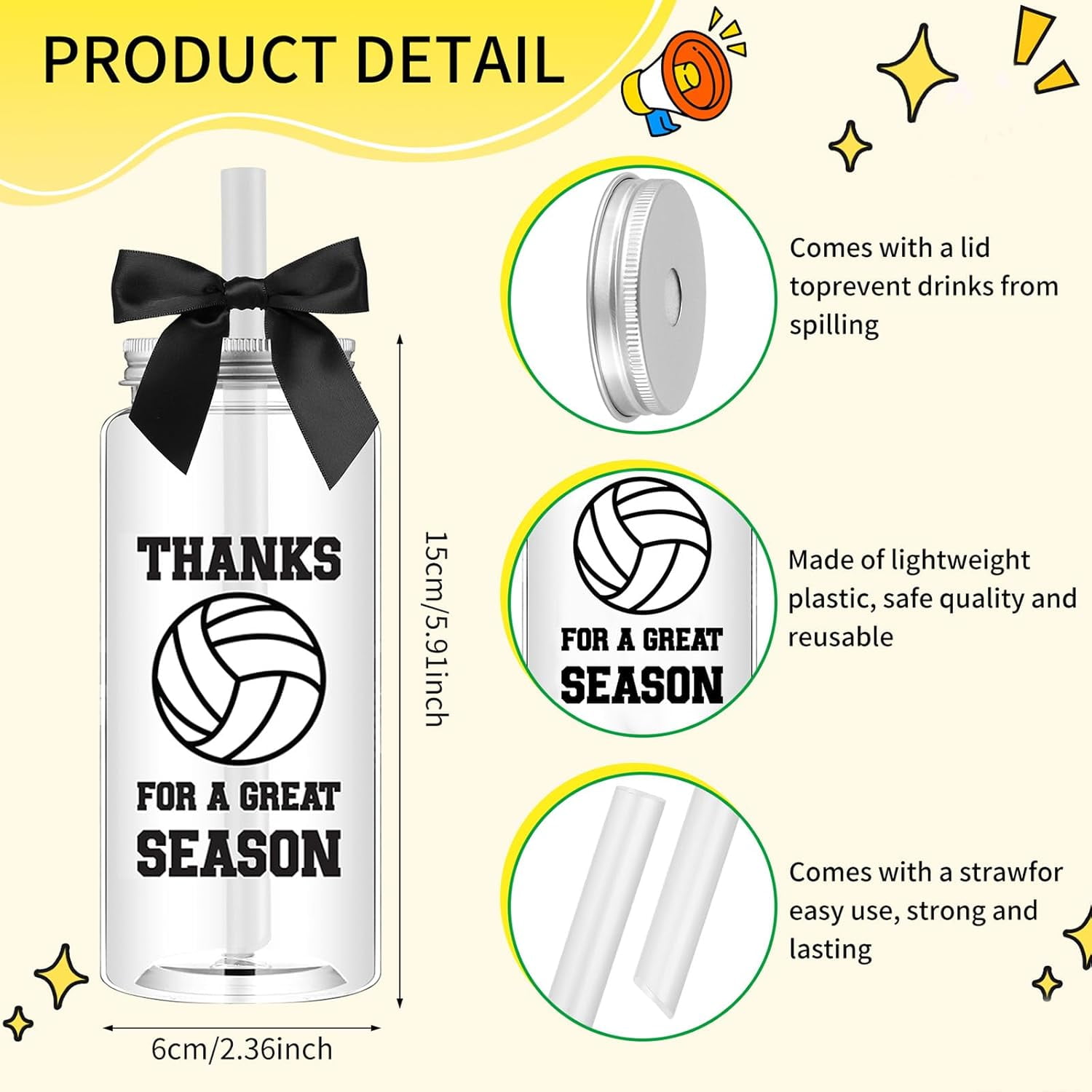 LIDUI-12 Pack Plastic Cups with Lids and Straws Twist Bows Clear ...