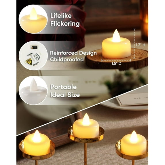LIDUI-12 Pack Remote Candles, Tea Lights with Timer, 400+Hours ...