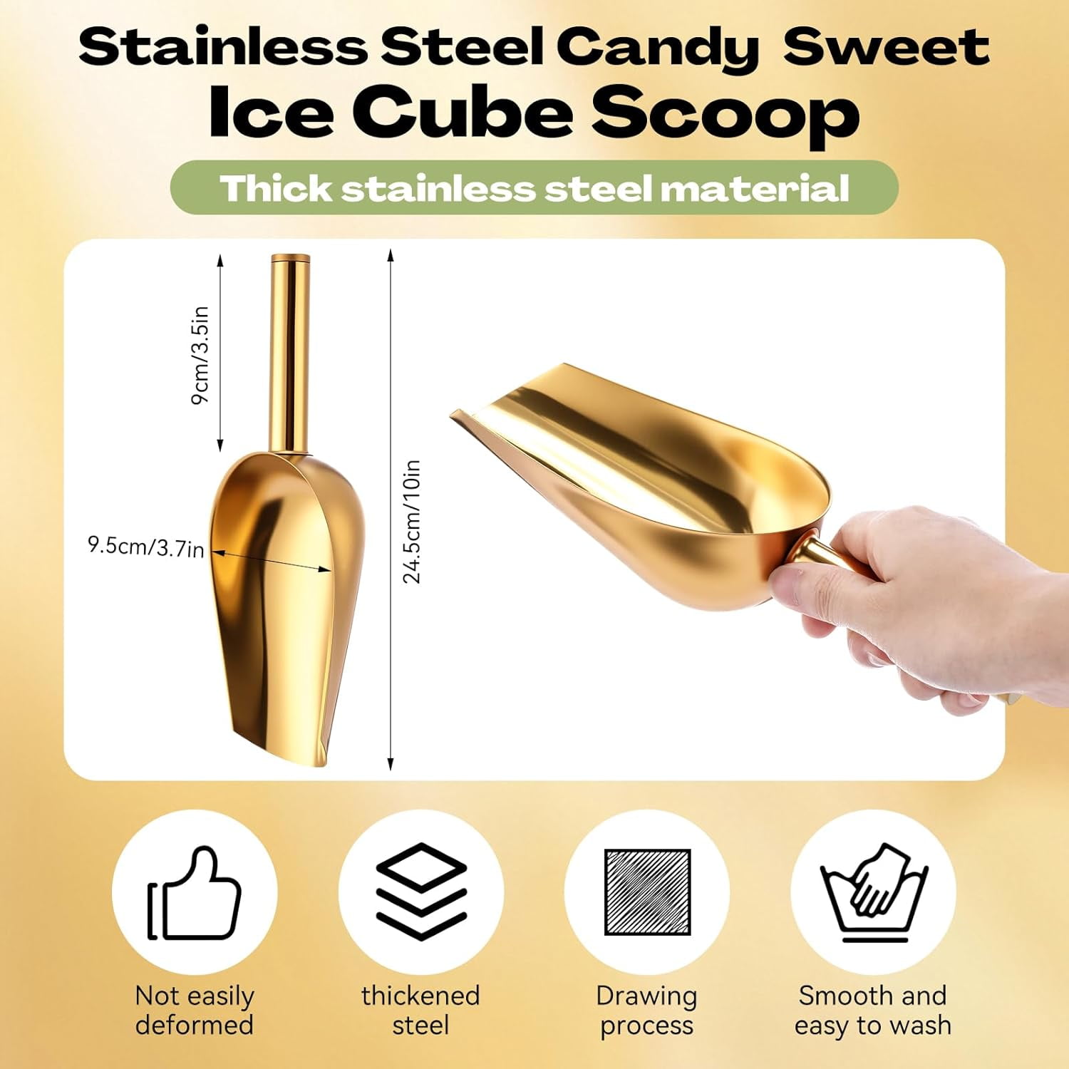 LIDUI-12 Pcs Gold Ice Scoops Stainless Steel Mini Scoop Candy Scoops ...