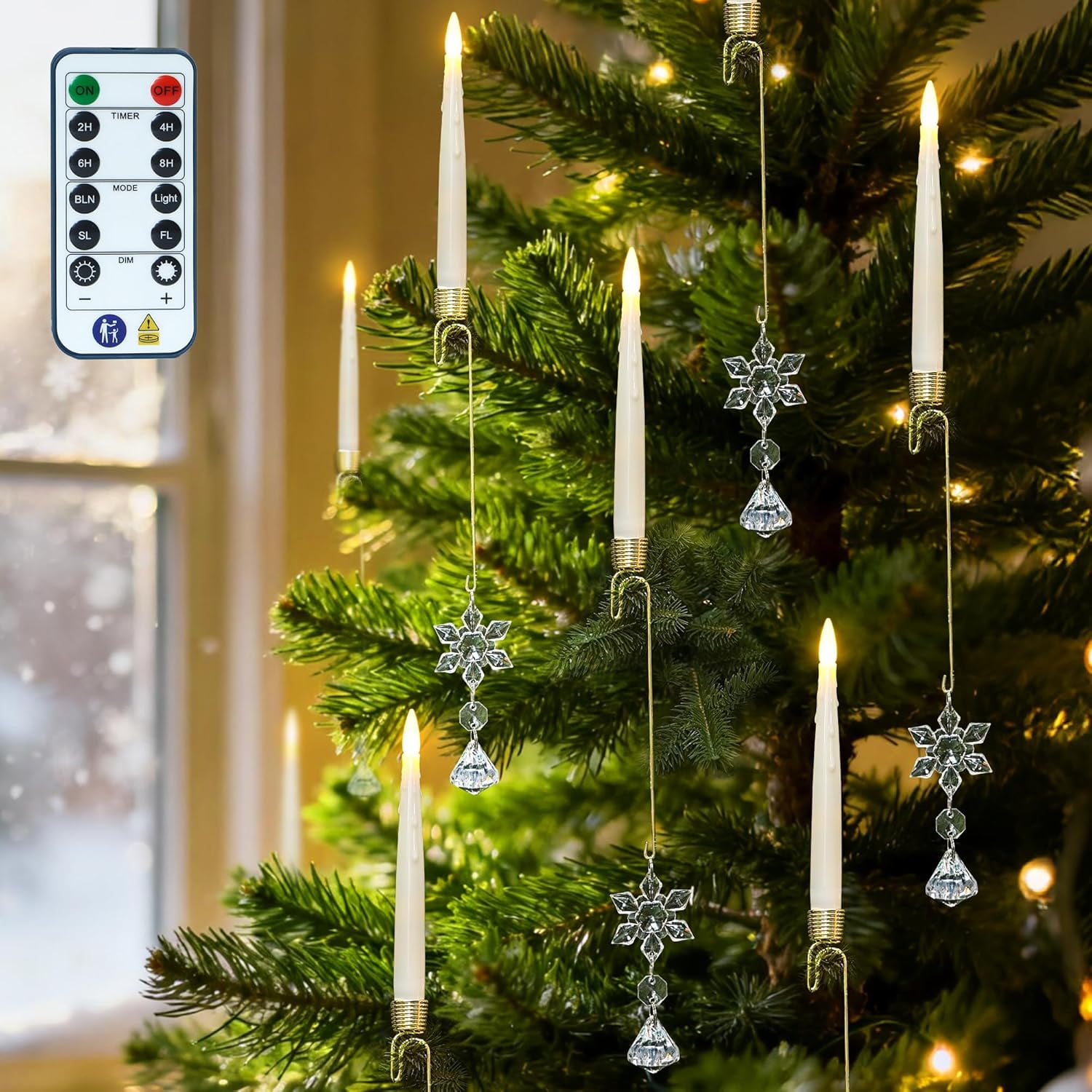 LIDUI-12PCS Flameless Christmas Tree Candles with RemoteBattery ...